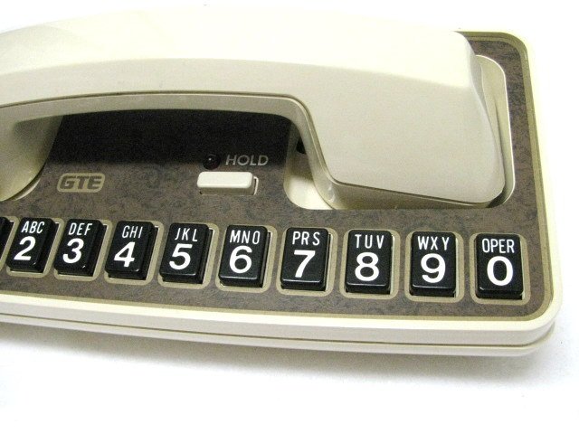 Funky Vintage Telephone GTE Touch Tone Wood Grain Big Button Tan Beige ...