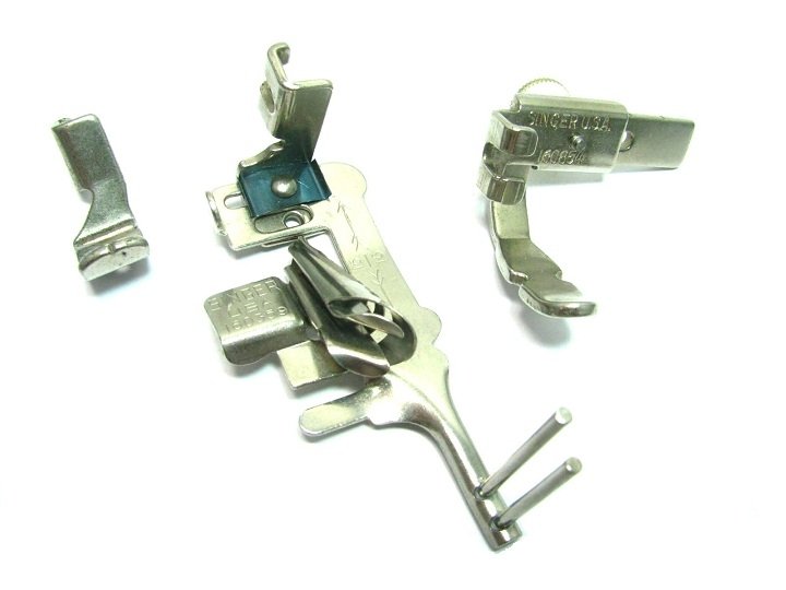 Vintage Singer Sewing Machine Attachments 160809 Ruffler Hemmer Zipper ...