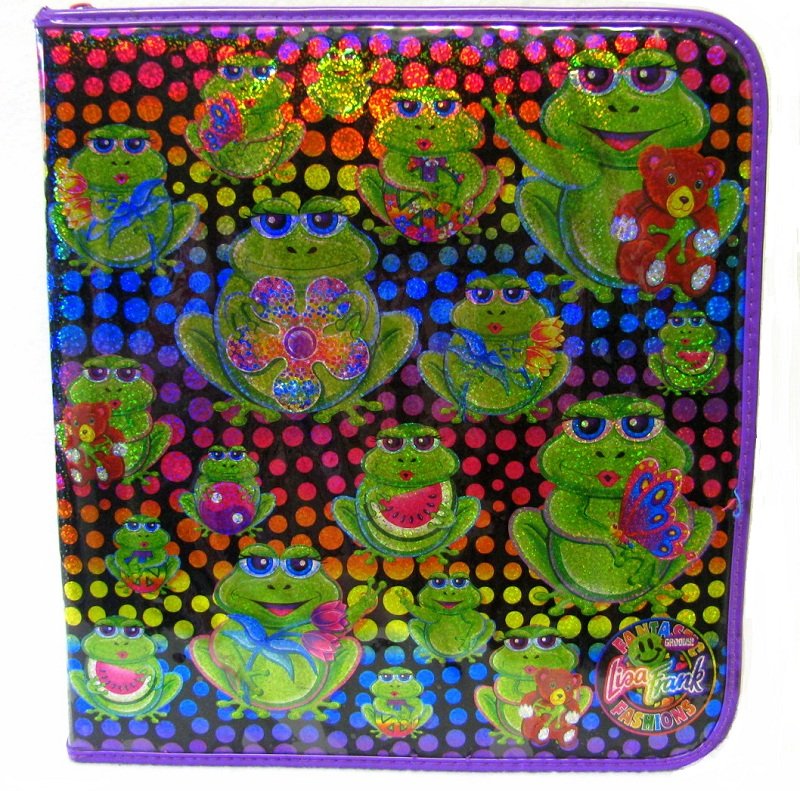 Lisa Frank Binder Trapper Vintage Groovy Frog Peace Sign Ying Yang ...