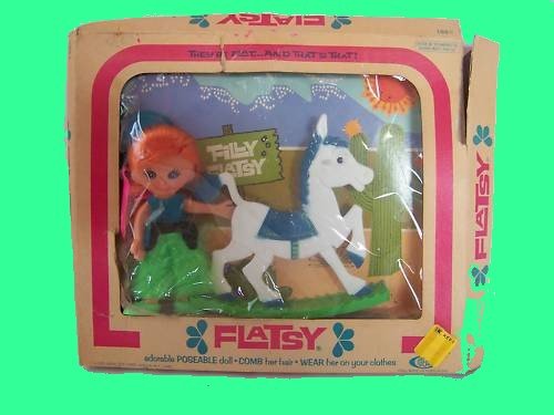 FLATSY vintage DOLL filly HORSE flat DOLLS in BOX original PACKAGE