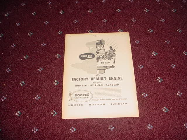 1955 Rootes Rebuilt Engines ad from the UK