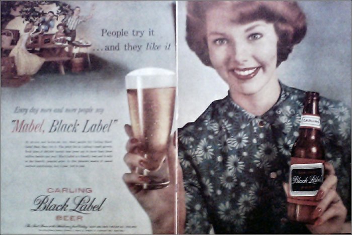 1958 Black Label Beer ad