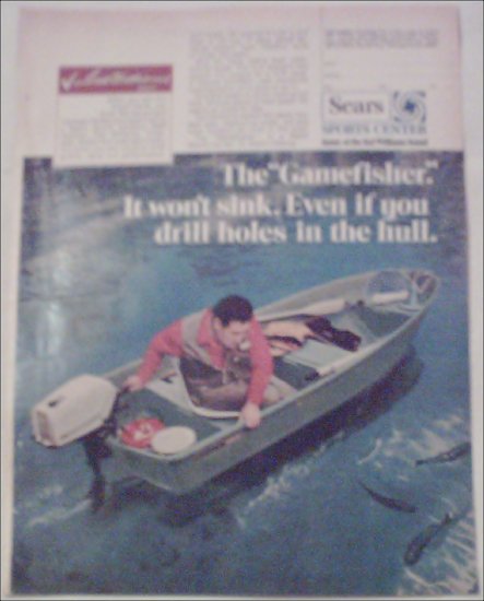 1970 Sears Gamefisher Boat ad featuring Ted Williams