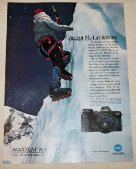 1990 Minolta Maxxum 7000L Camera ad