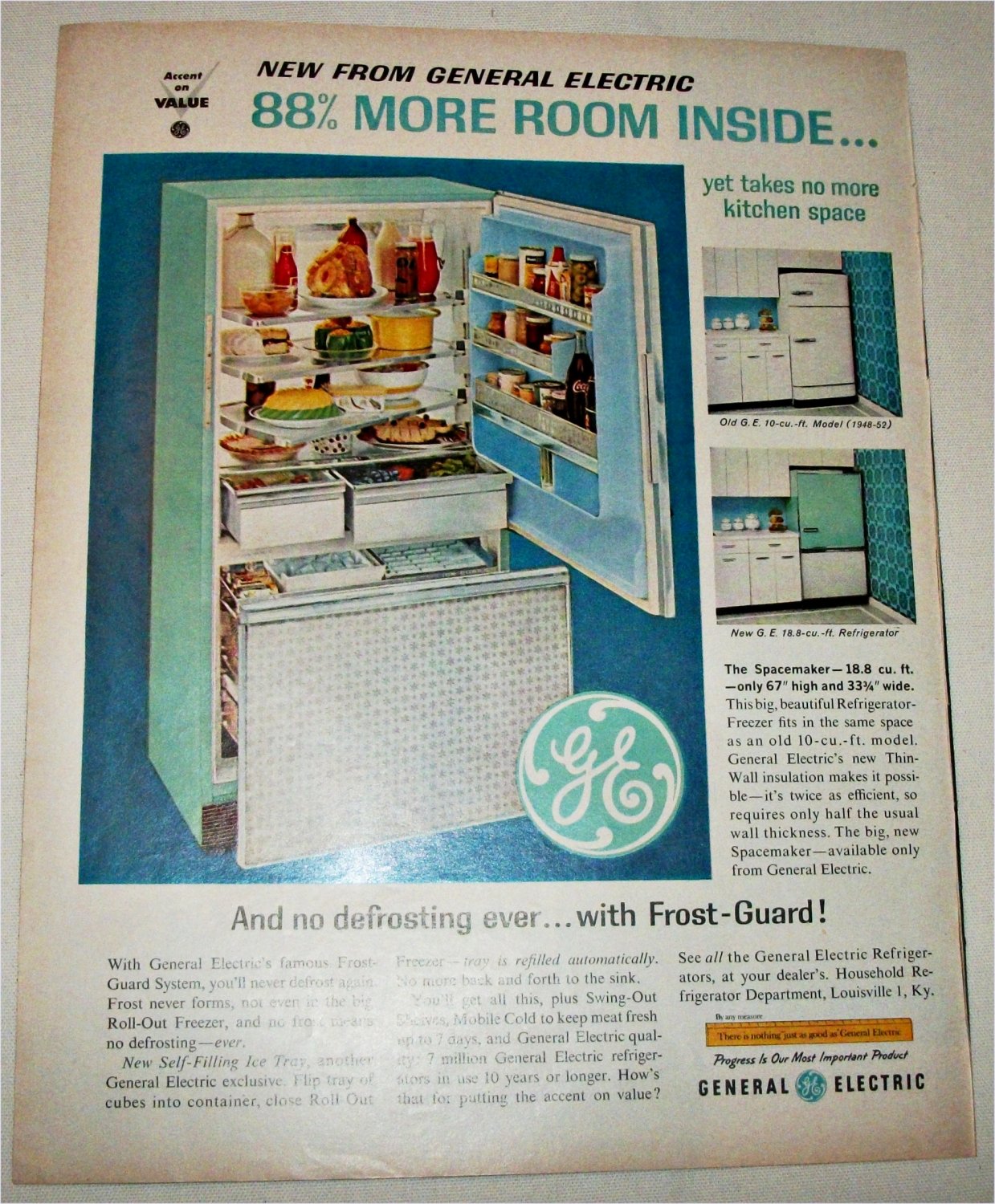 1962 GE Spacemaker Refrigerator Freezer ad