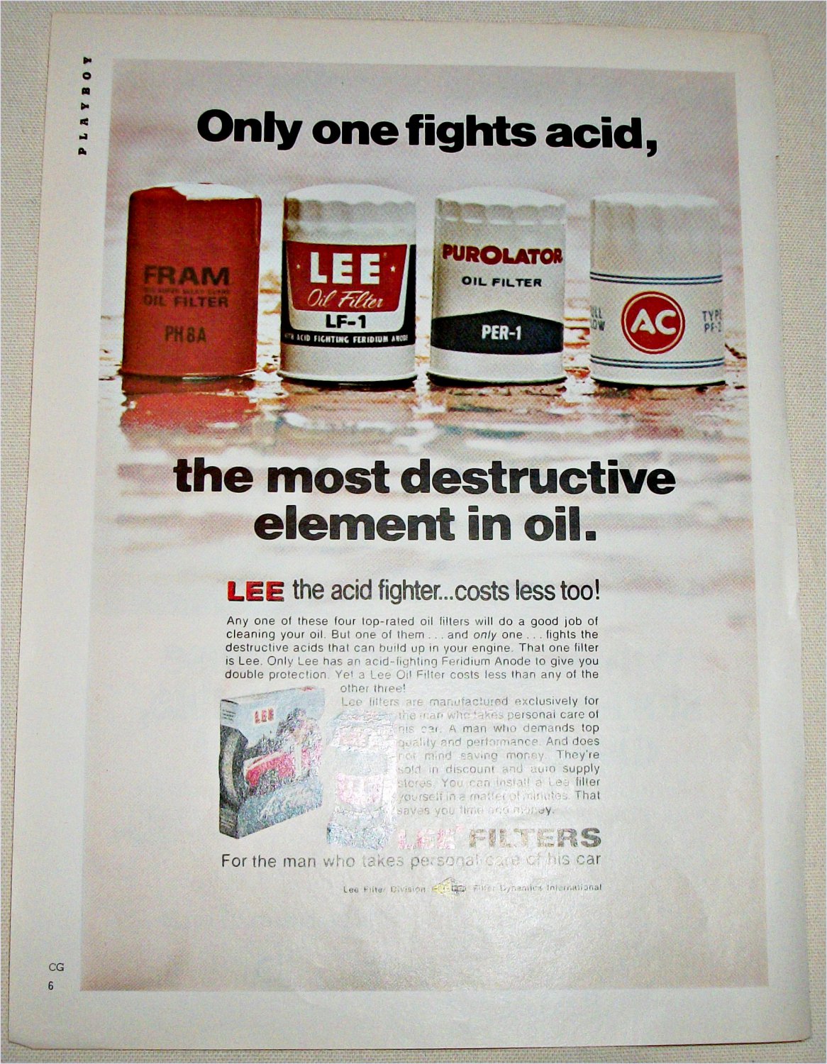 1970 Lee Oil Filters ad