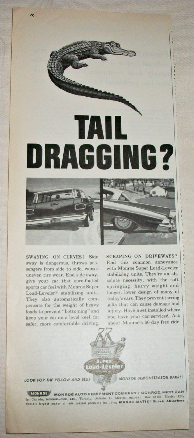1962 Monroe Load Leveler Shock Absorber ad