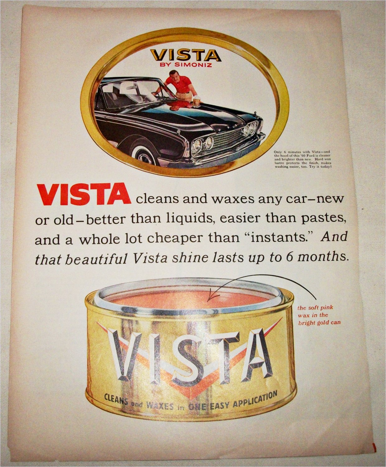 1960 Vista Car Wax ad