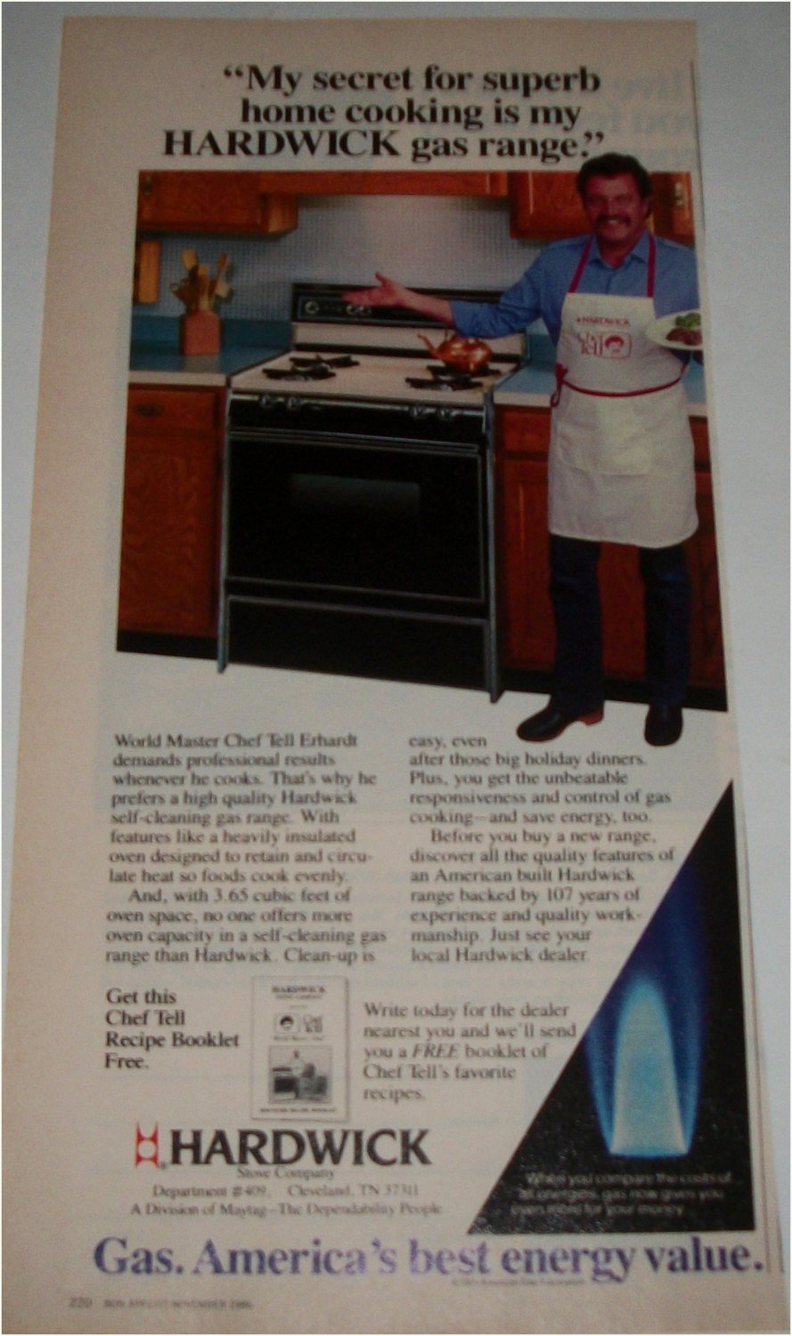 1986 Hardwick Gas Range ad