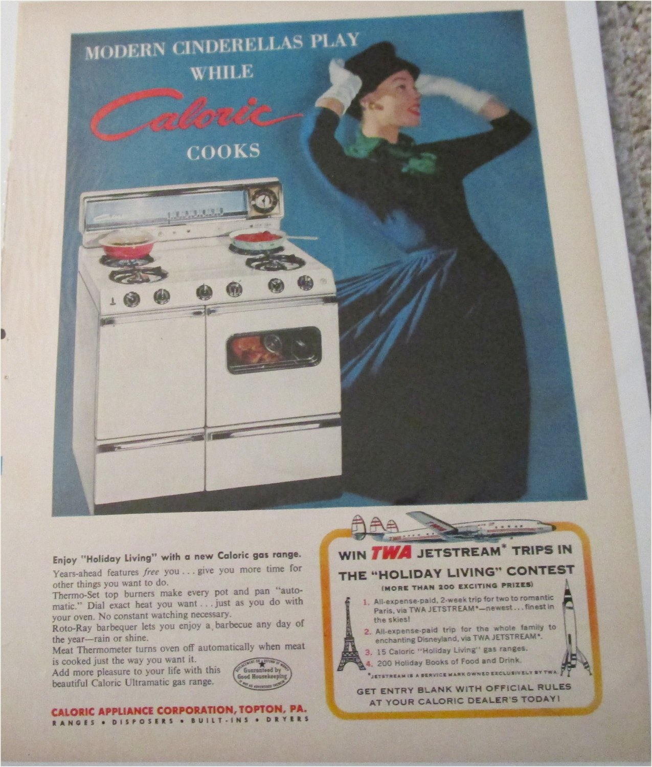 1957 Caloric Gas Range ad