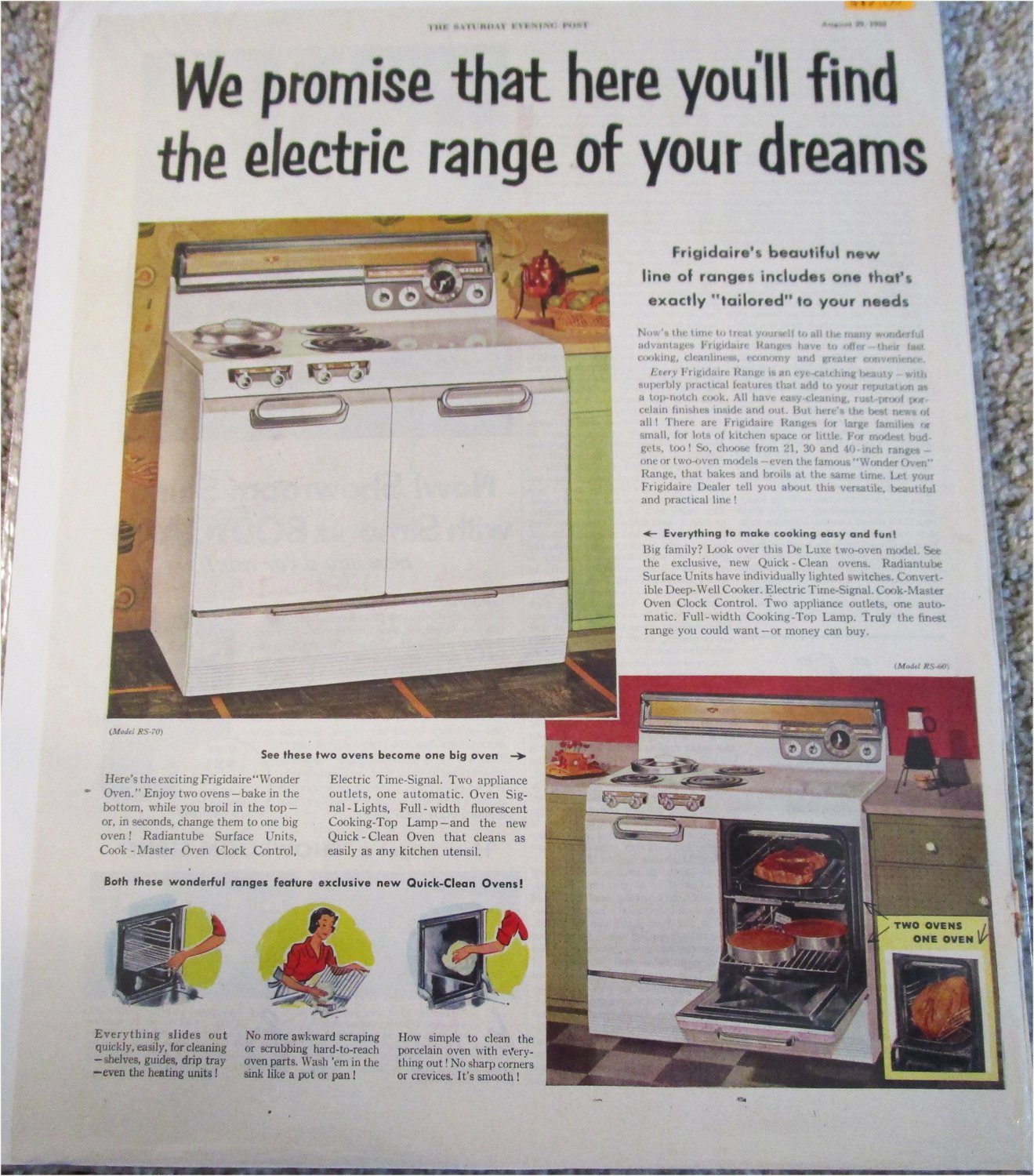 1953 Frigidaire Electric Ranges ad