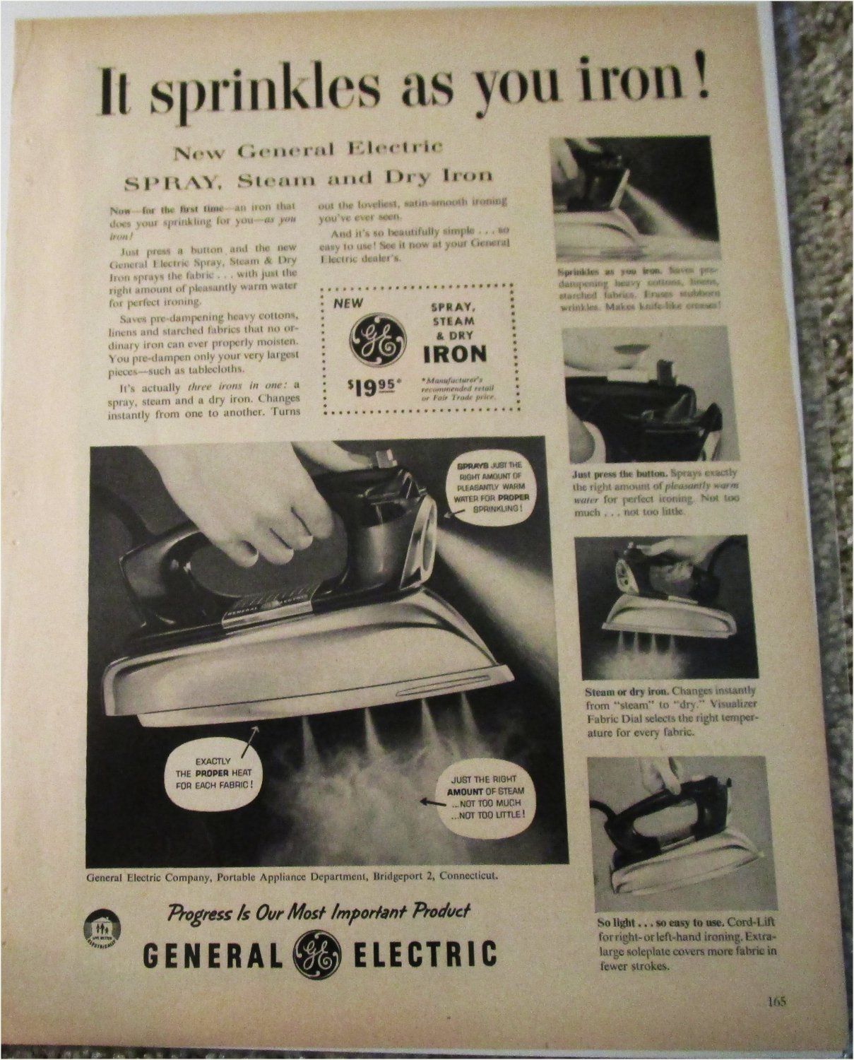 1957 GE Steam & Dry Iron ad