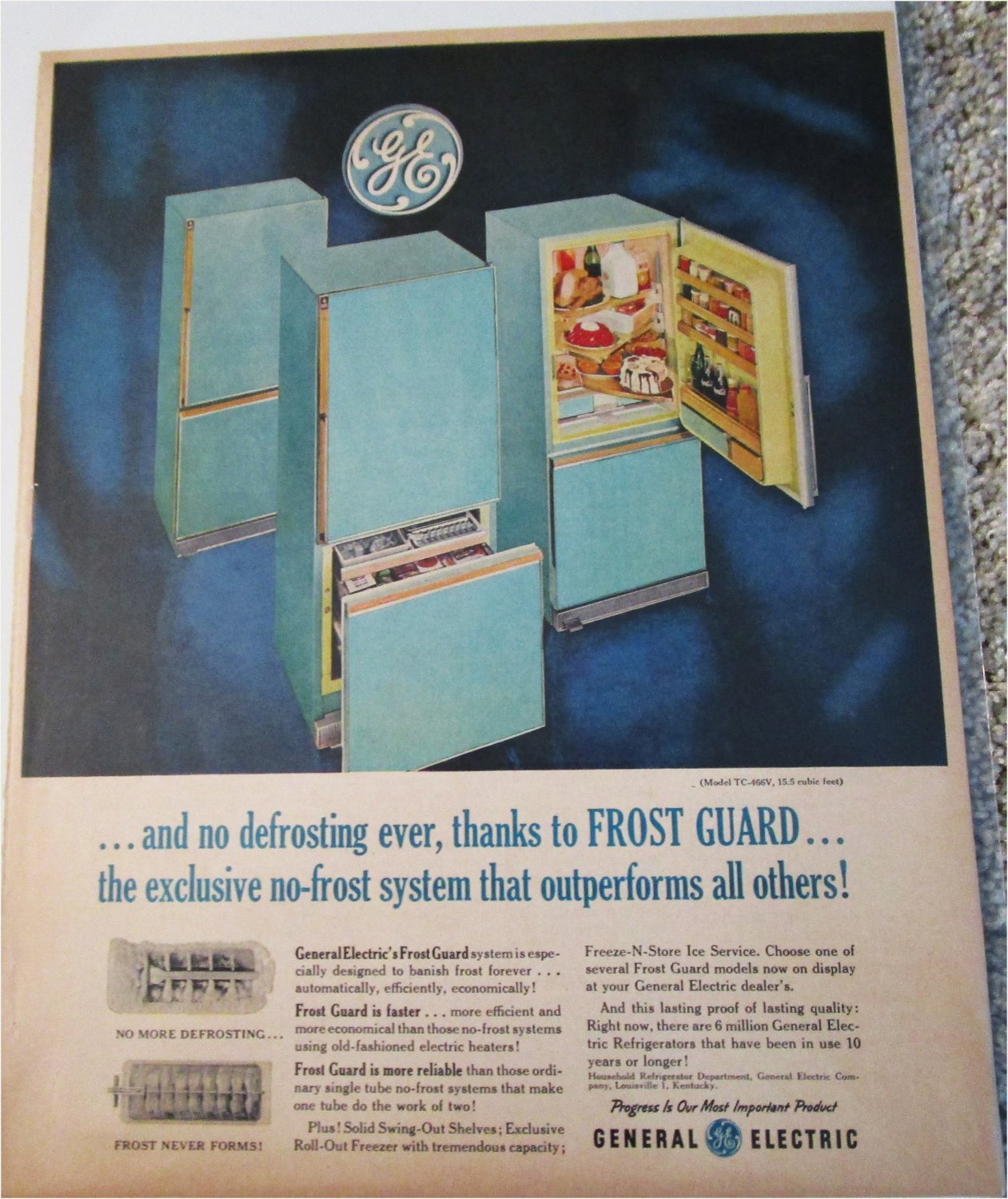 1961 GE Frost Guard Refrigerator ad