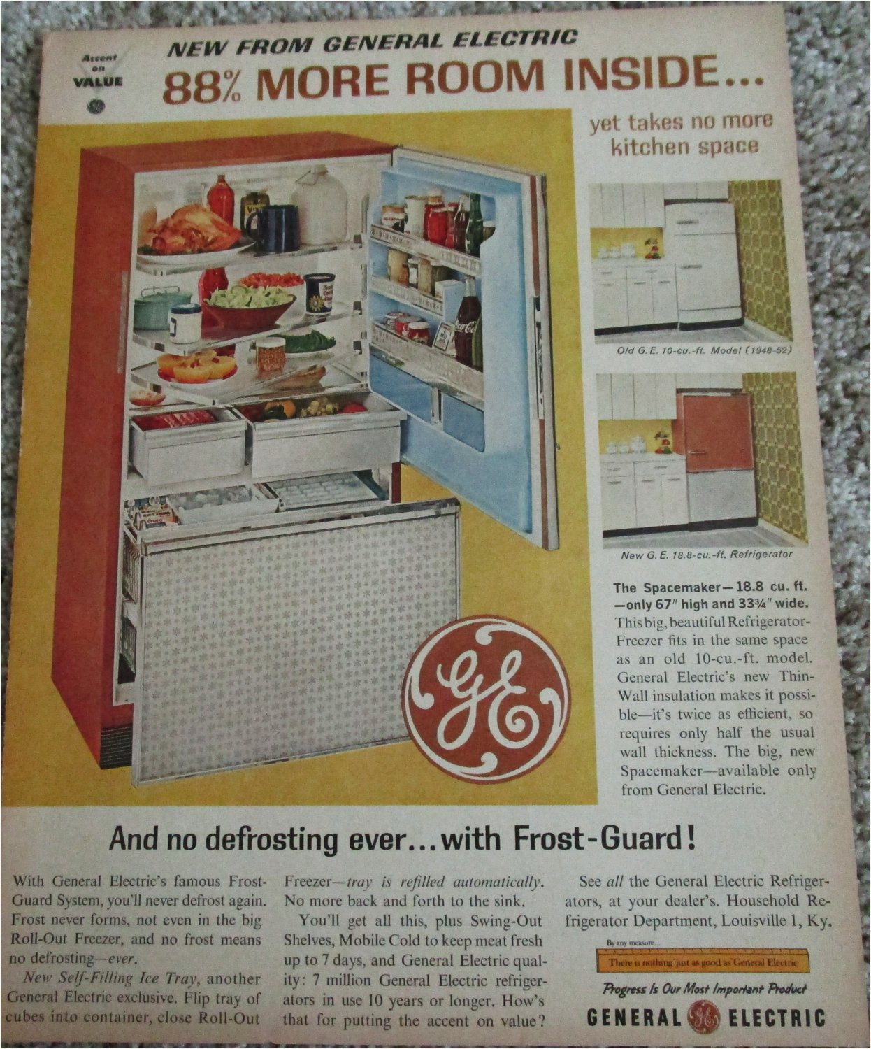 1962 GE Spacemaker Refrigerator ad