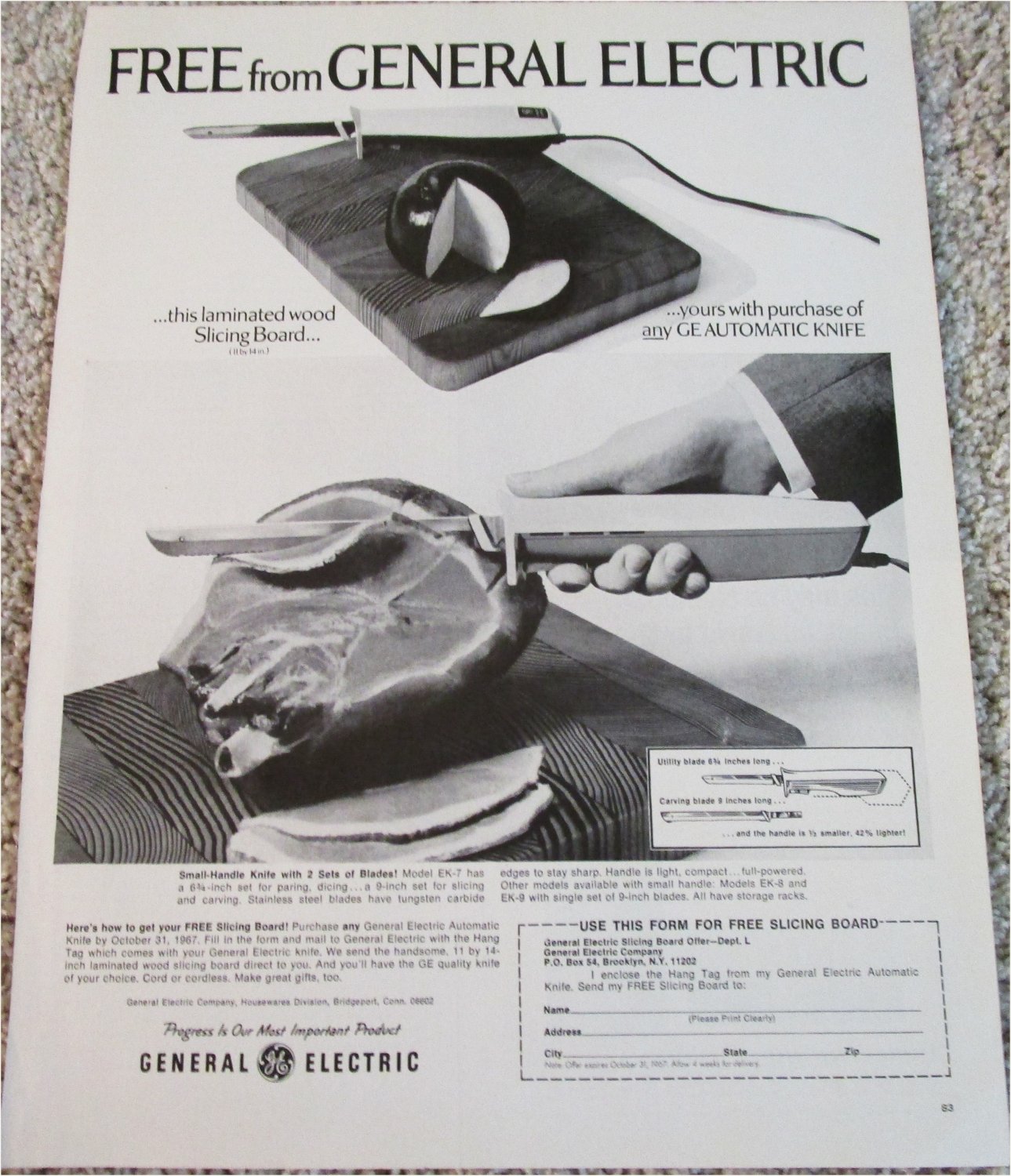 1967 GE Automatic Knife ad