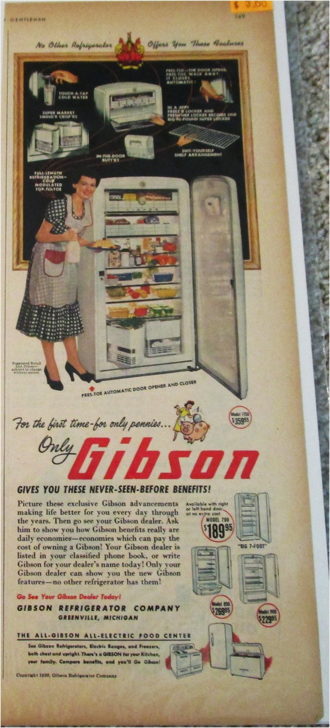 1950 Gibson Refrigerator ad