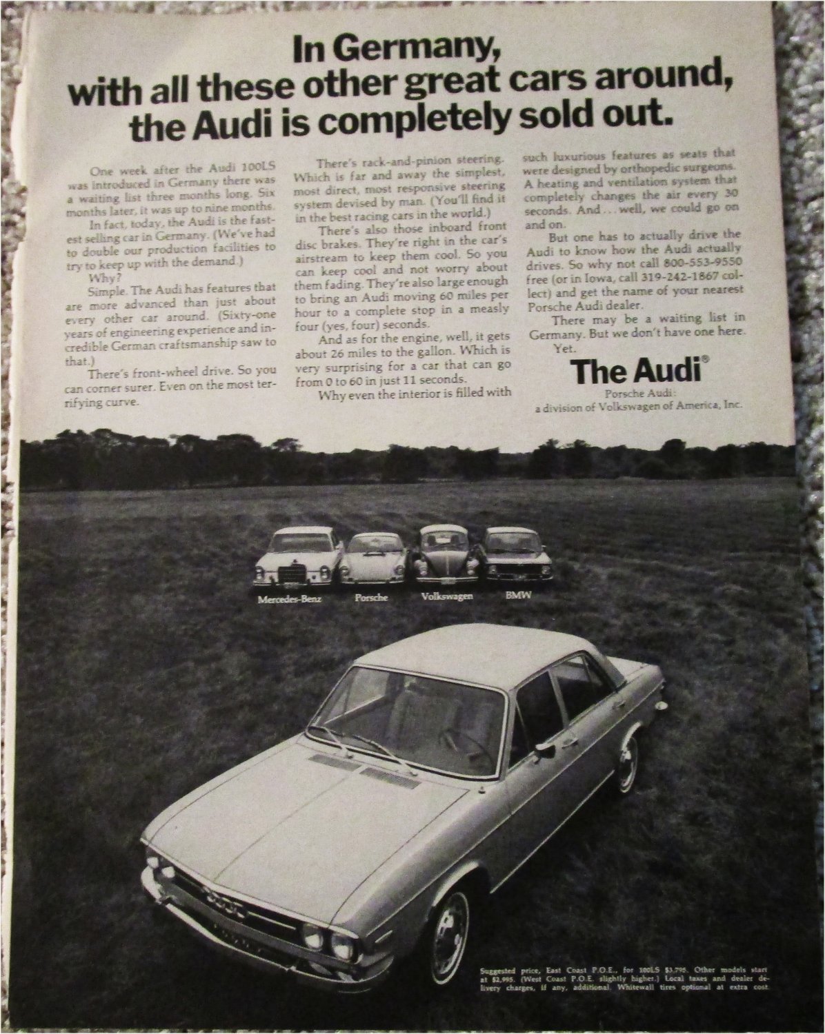1971 Audi 100 LS 4dr sedan In Germany car ad