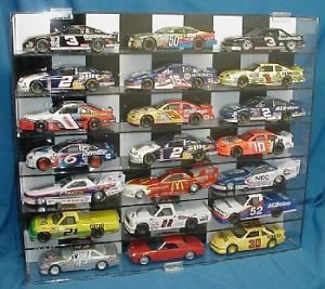 Diecast Car Display Case 1:24 Model Checkered Back New