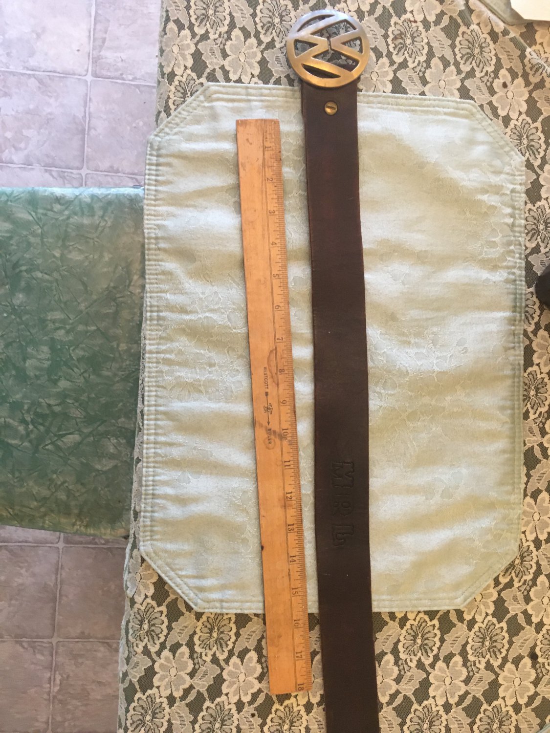 Vintage VW Volkswagen logo Belt Buckle W/ Belt - SOLID BRASS