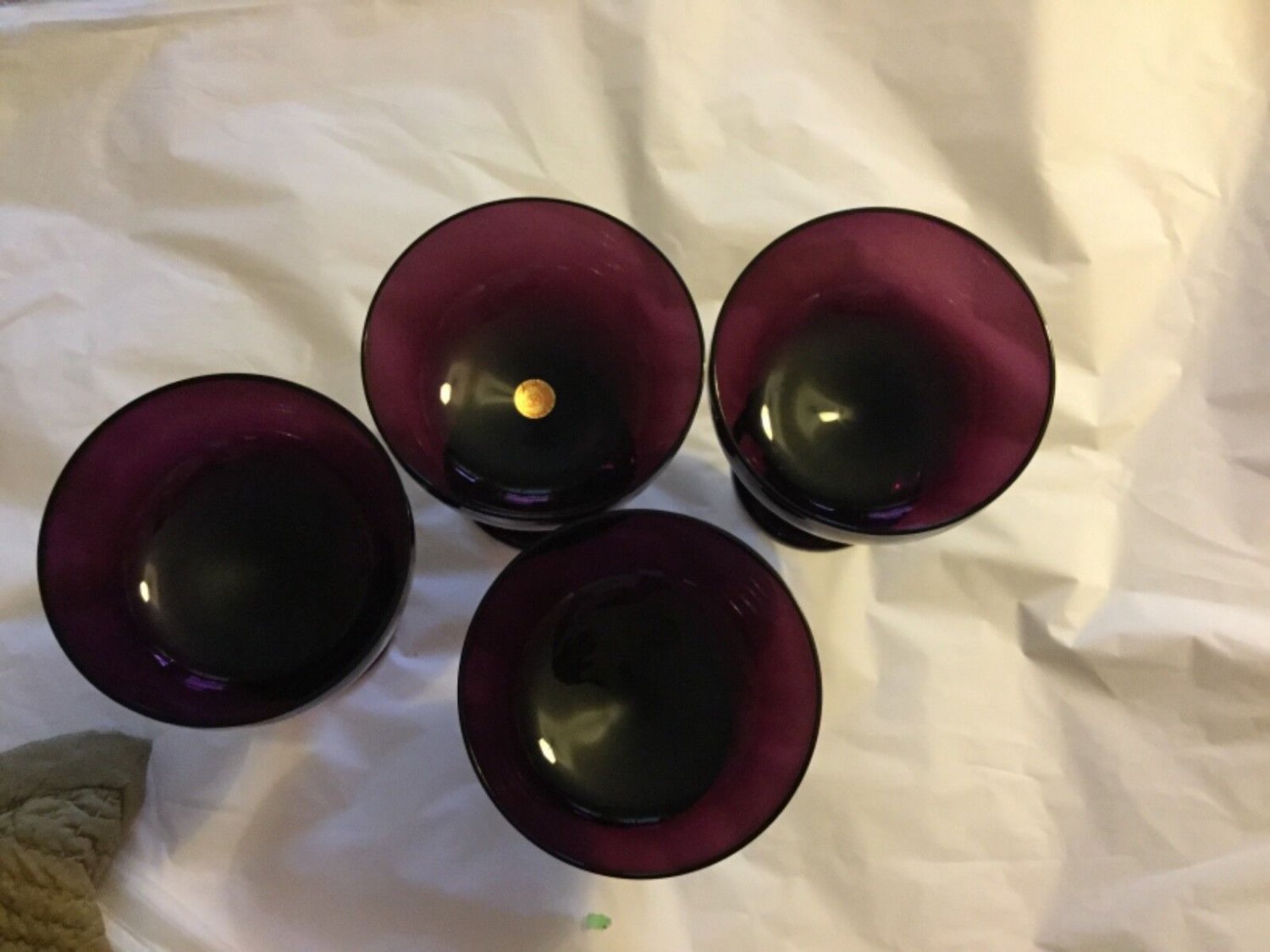 NEW 4 Srpska Fabrika Stakla Paracin Yugoslavia Purple Crystal Wine Glasses