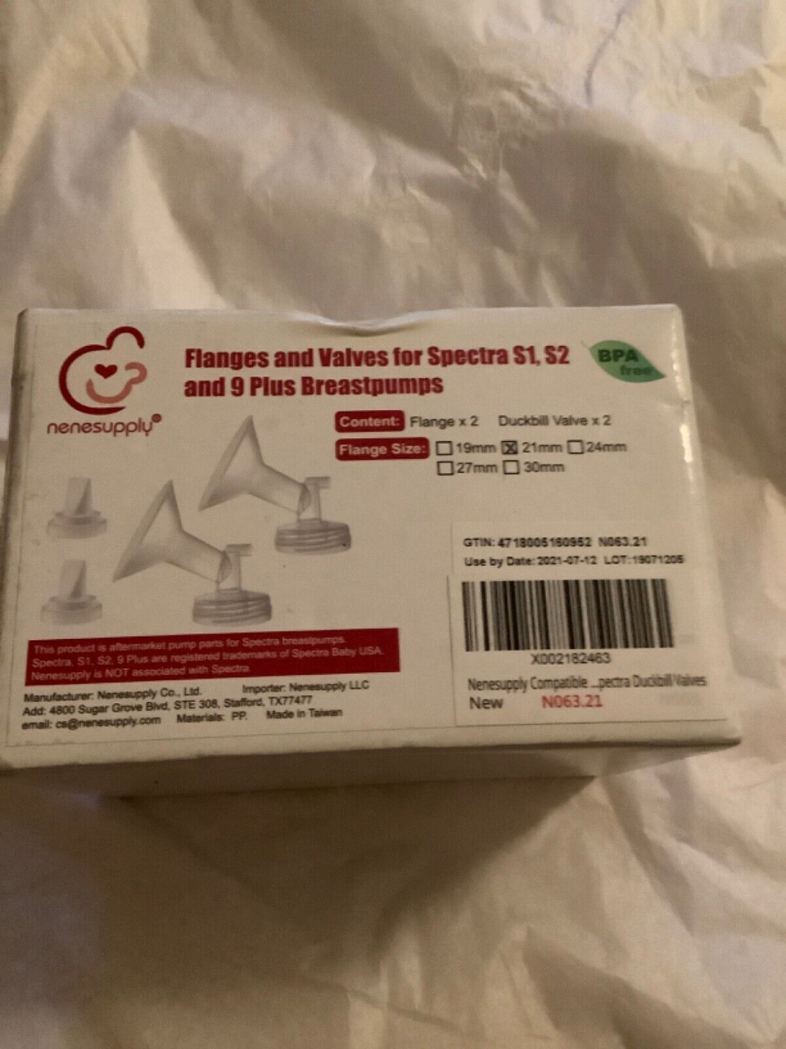 NEW 2 Flanges for Spectra S2, Spectra S1, and 9 Plus Breast Pumps - 21mm