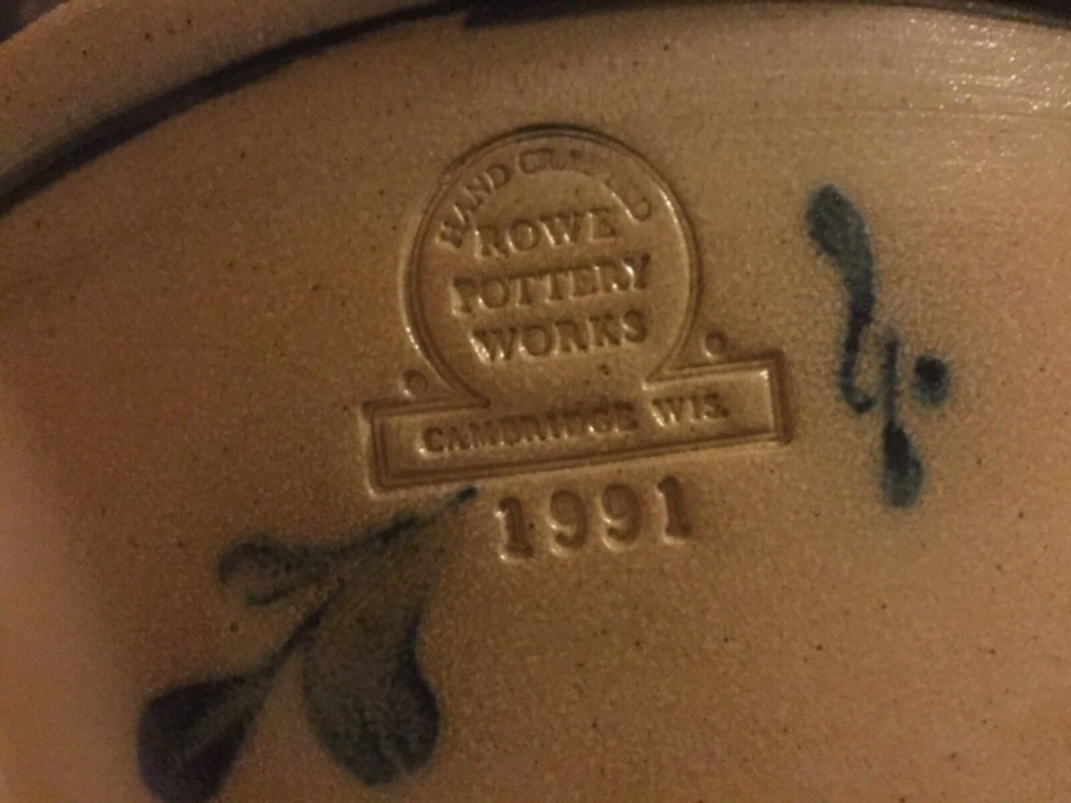 NEW Rowe Pottery Works 1991 Salt Glazed Bowl w/ Heart Motif and Dark ...