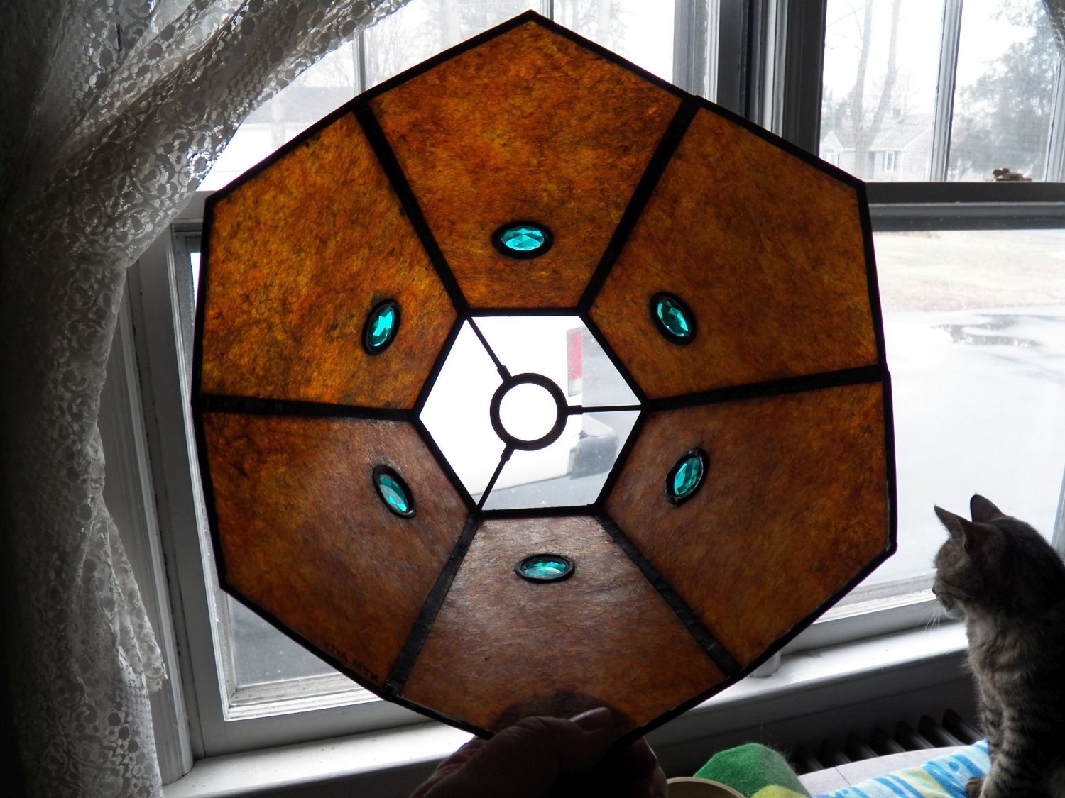 Turquoise Jeweled Light Amber Mica Shade by NYM Arts for your Vintage ...