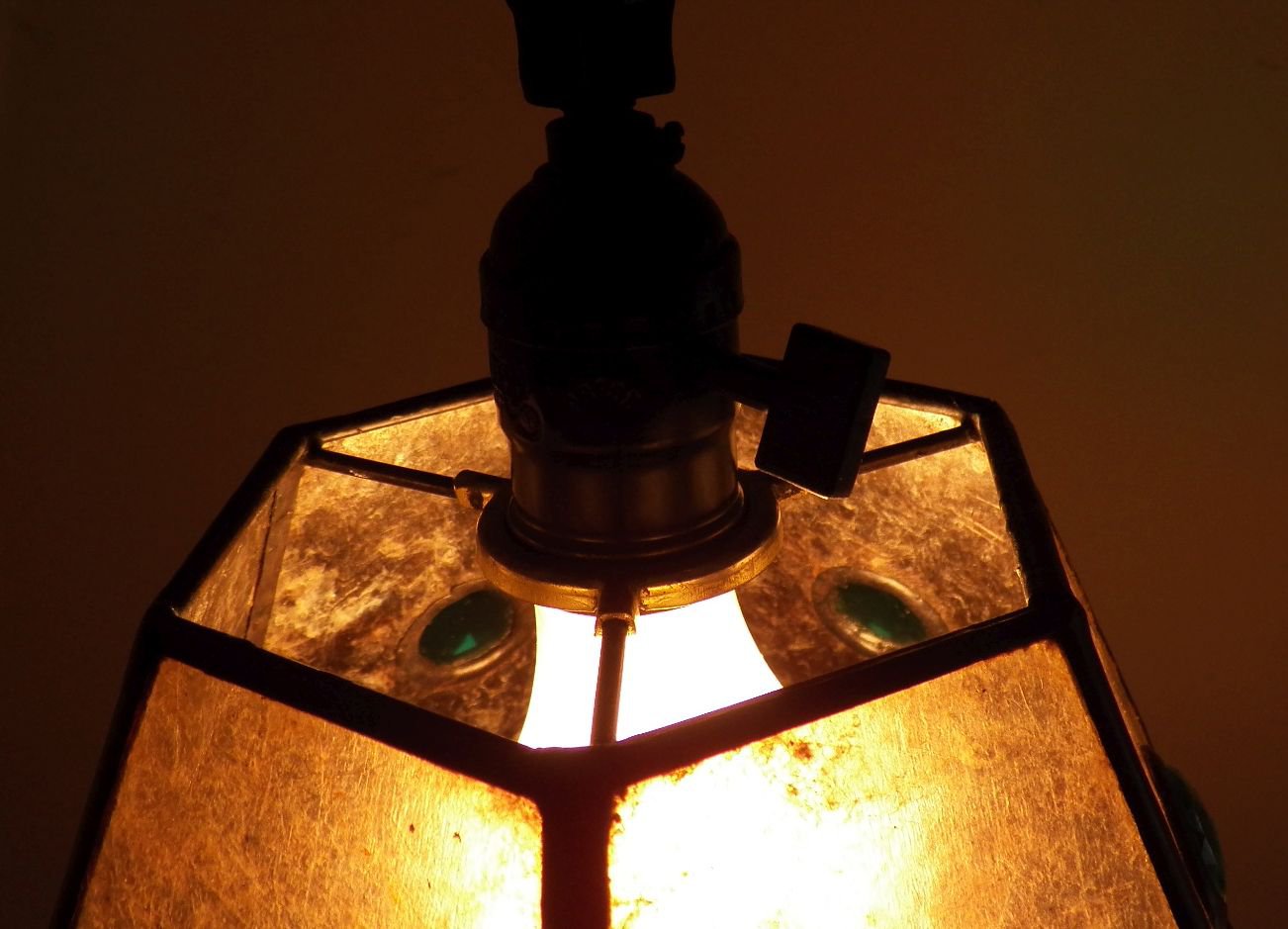 Turquoise Jeweled Light Amber Mica Shade by NYM Arts for your Vintage ...