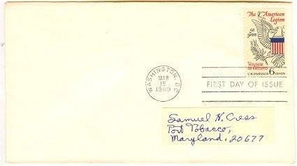 American Legion 6 cent Stamp FDI SC 1369 First Day Issue