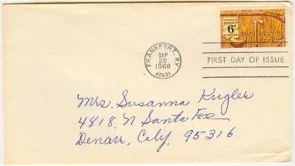 Daniel Boone 6 cent Stamp American Folklore Issue FDI SC 1357 First Day ...