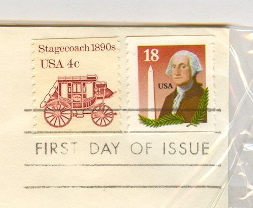 George Washington and Washington Monument Coil 18 cent Stamp FDI SC ...