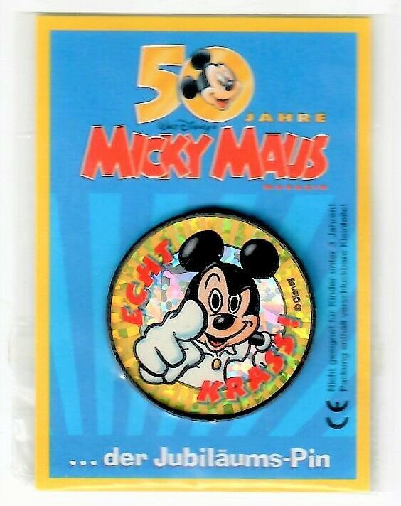 MICKEY MOUSE Micky Maus 50 Years Anniversary Pin from Germany REAL AWESOME!