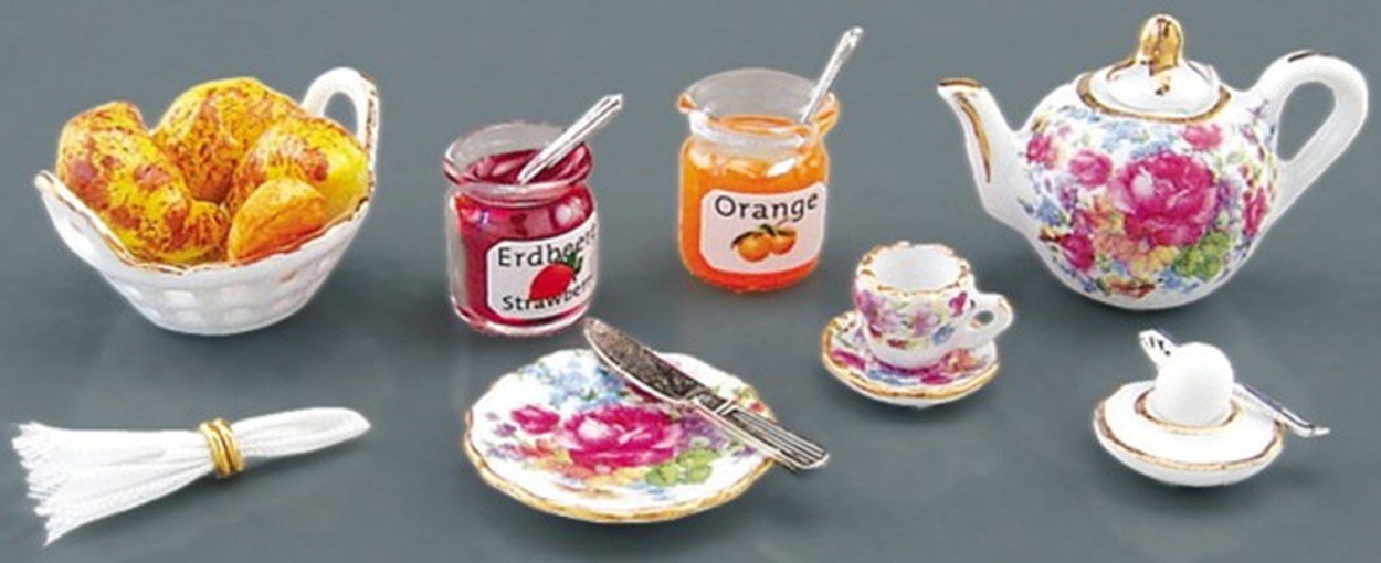 Dollhouse CONTINENTAL BREAKFAST SET Reutter Porcelain Miniatures 1:12 Scale