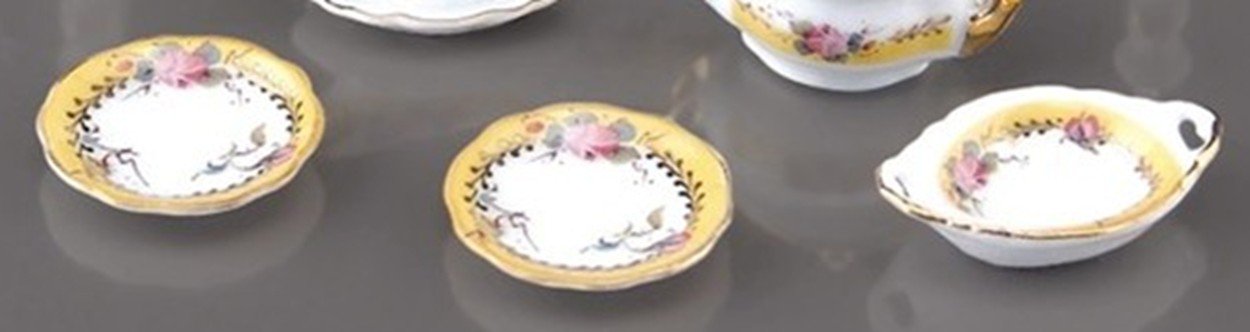 Dollhouse FRENCH ROSE DINNER SET Reutter Porcelain Miniature Dishes 1: ...
