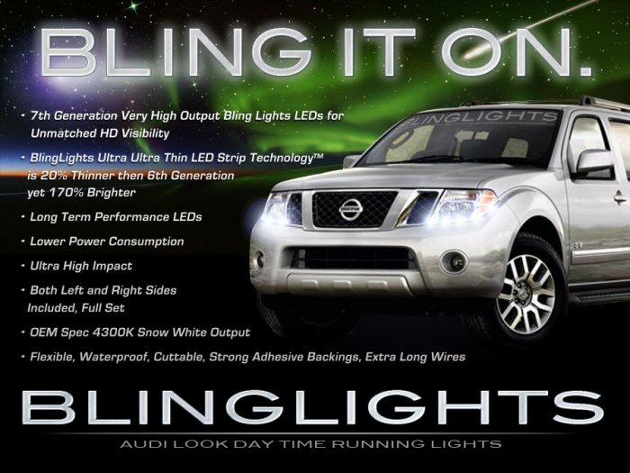 Nissan Pathfinder LED DRL Strips Headlamps Headlights Head Lamps Day ...