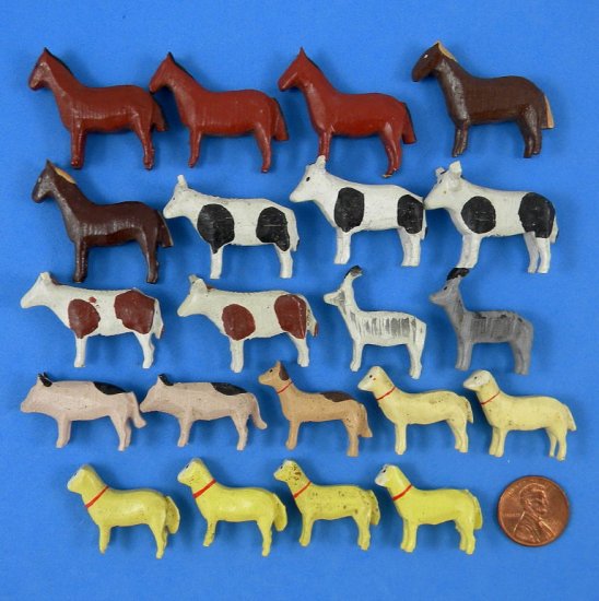 Vintage Putz German Erzgebirge 21 Miniature Carved Wood Farm Animals ...