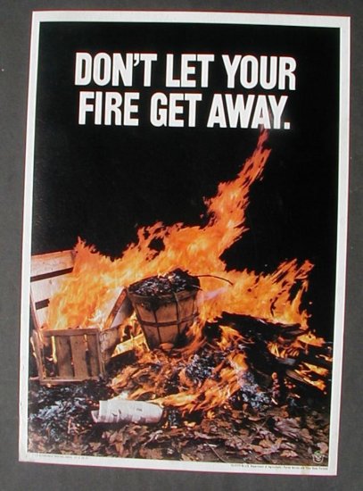 Vintage 1972 Fire Prevention Poster Smokey Logo USDA Cardboard Forest ...
