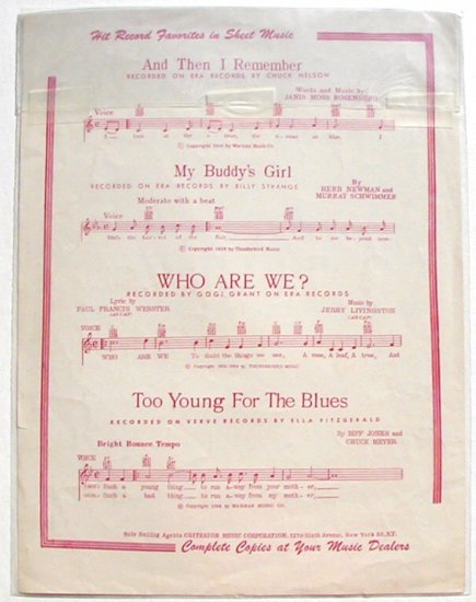 The Wayward Wind Vintage Sheet Music 1956 Gogi Grant