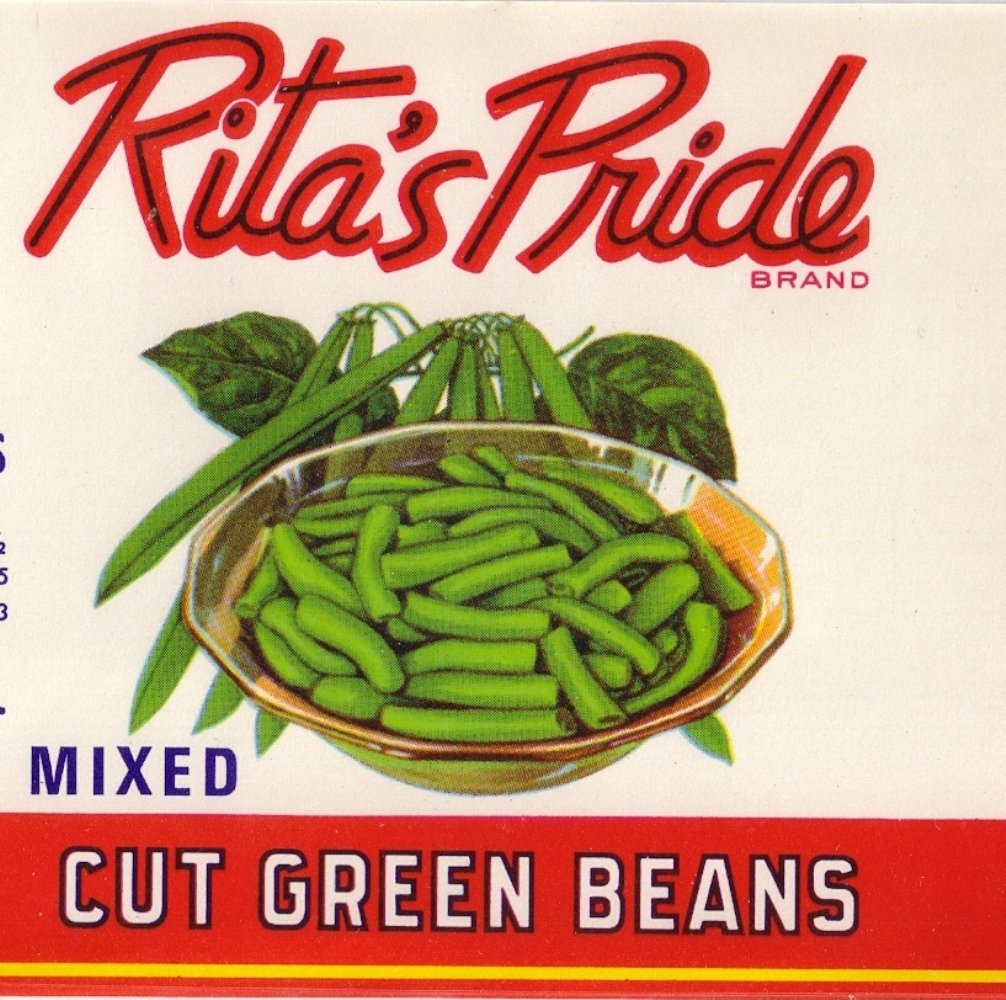 Rita's Pride Green Beans Vintage Can label Sheridan NY