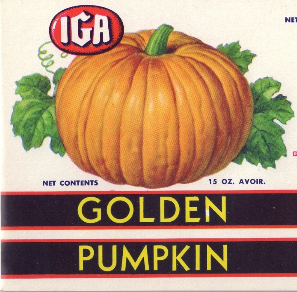 IGA Golden Pumpkin Can Label Chicago IL 15 oz.