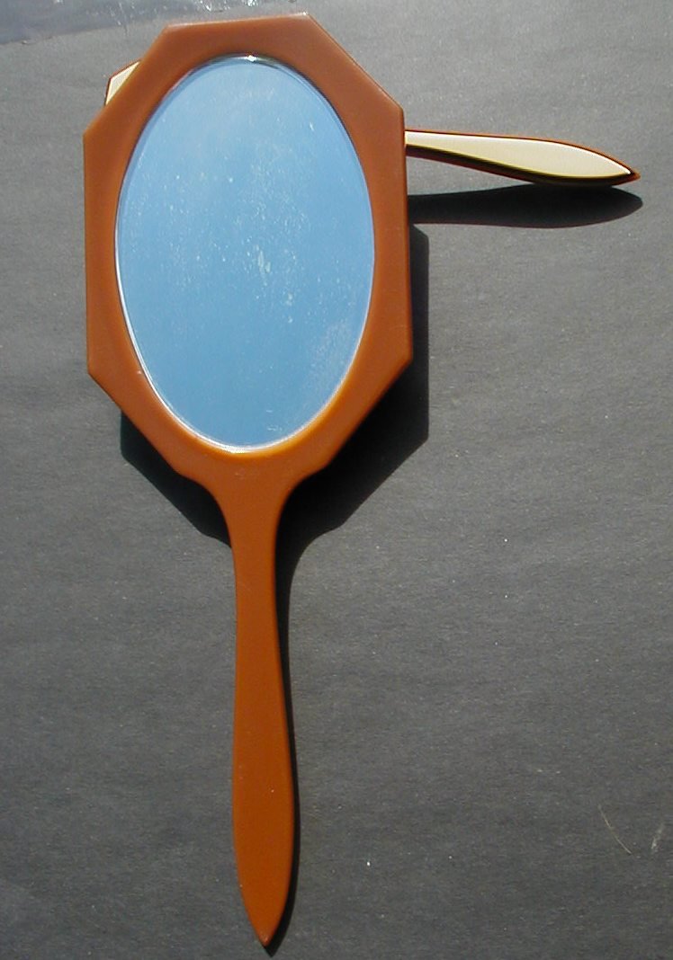 Vintage Lucite Empire Hand Mirror and Brush Deco Vanity