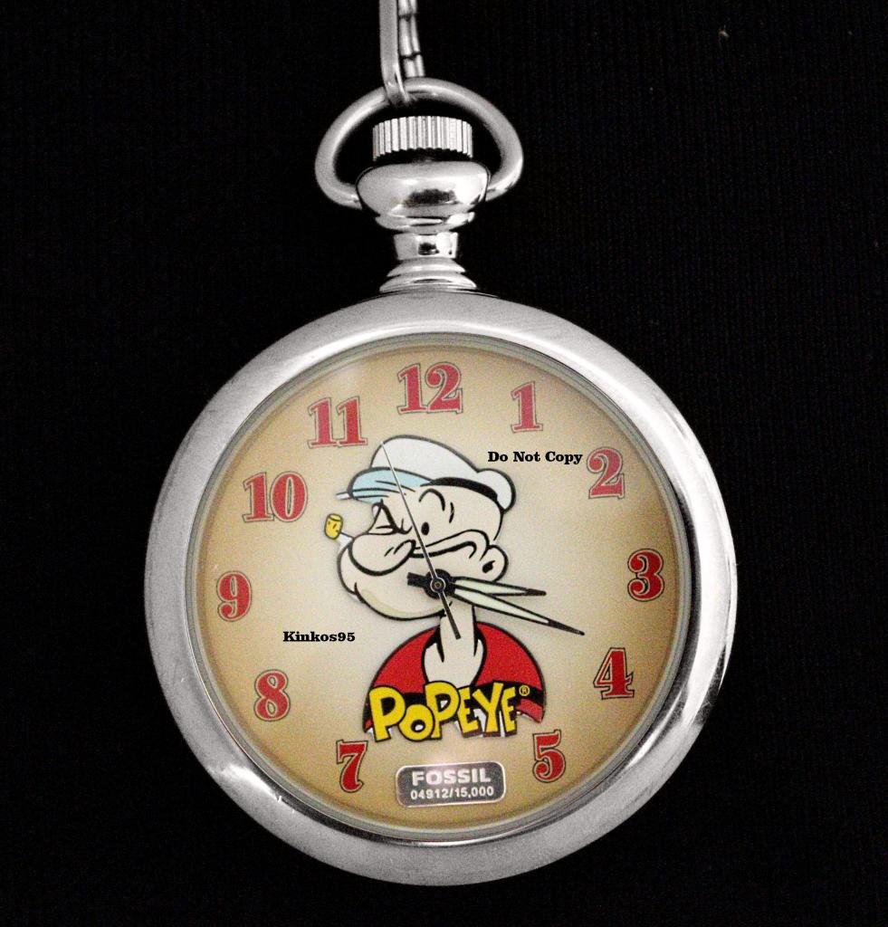 NEW Fossil Popeye Limited Edition Silver Pocket Watch HTF