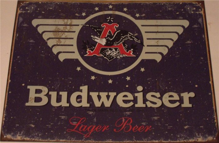Budweiser Lager Beer Tin Metal Sign