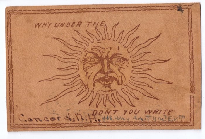 Vintage Leather Postcard 1906 Concord NH Sun