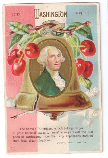 George Washington's Birthday Liberty Bell Vintage Patriotic Postcard