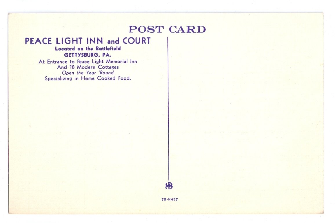 Peace Light Inn Gettysburg PA Vintage Linen Postcard