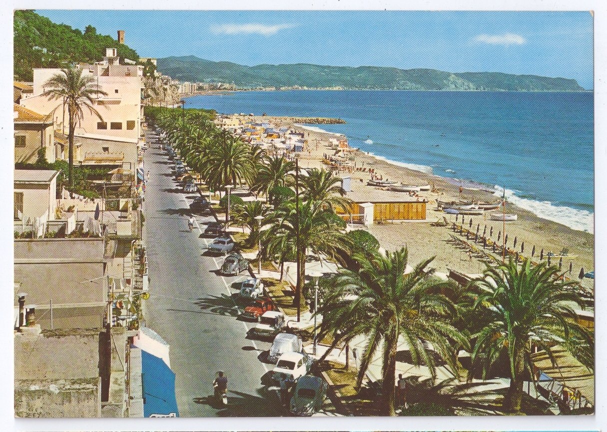 Italy Ceriale Savona Riviera Promenade a. Diaz Postcard 4X6