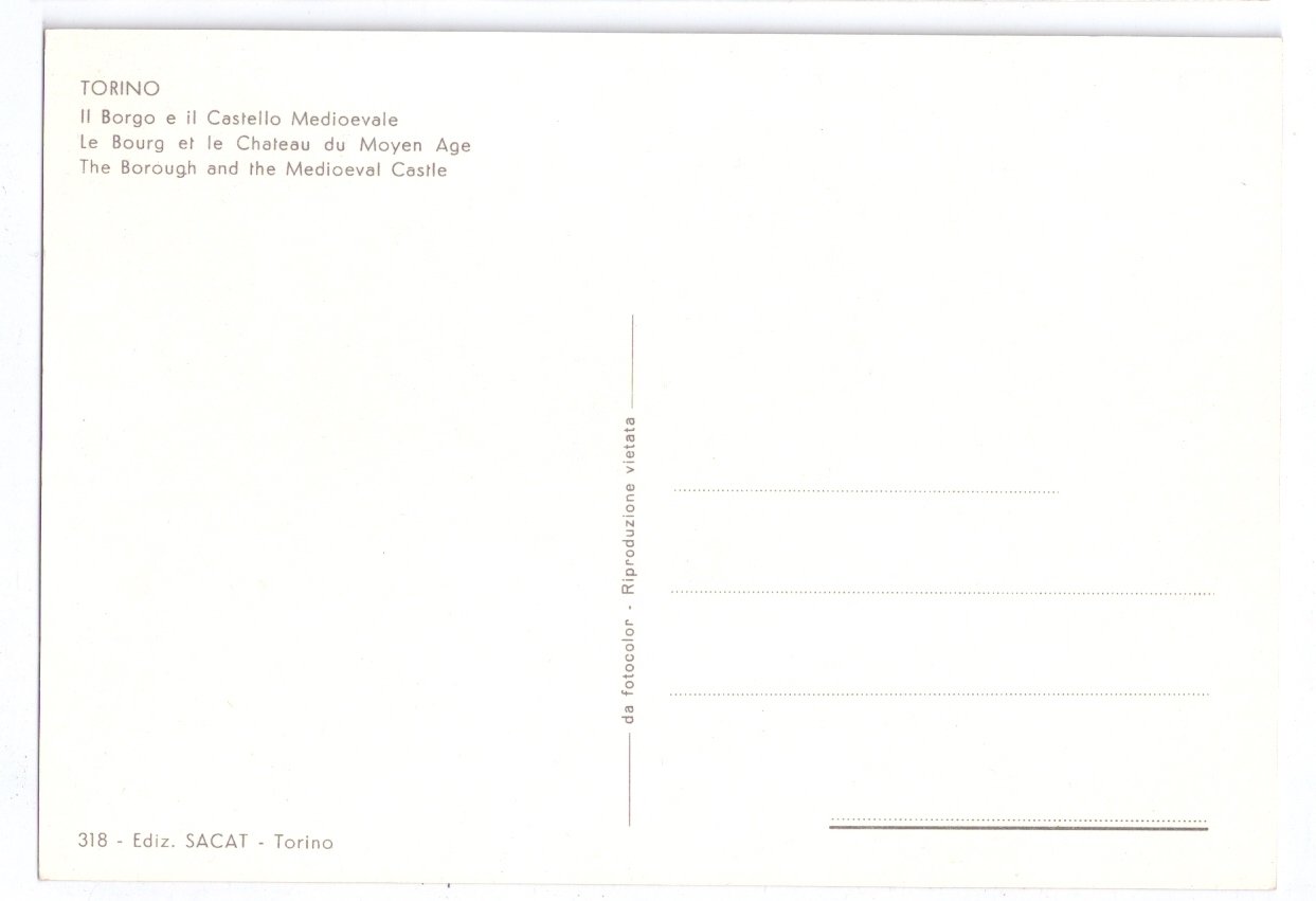 Italy Torino Turin Medieval Castle Postcard 4X6