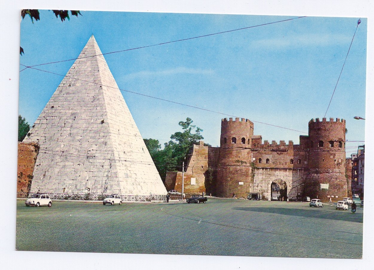 Italy Rome Pyramid Caius Cestus St Pauls Gates Postcard 4X6