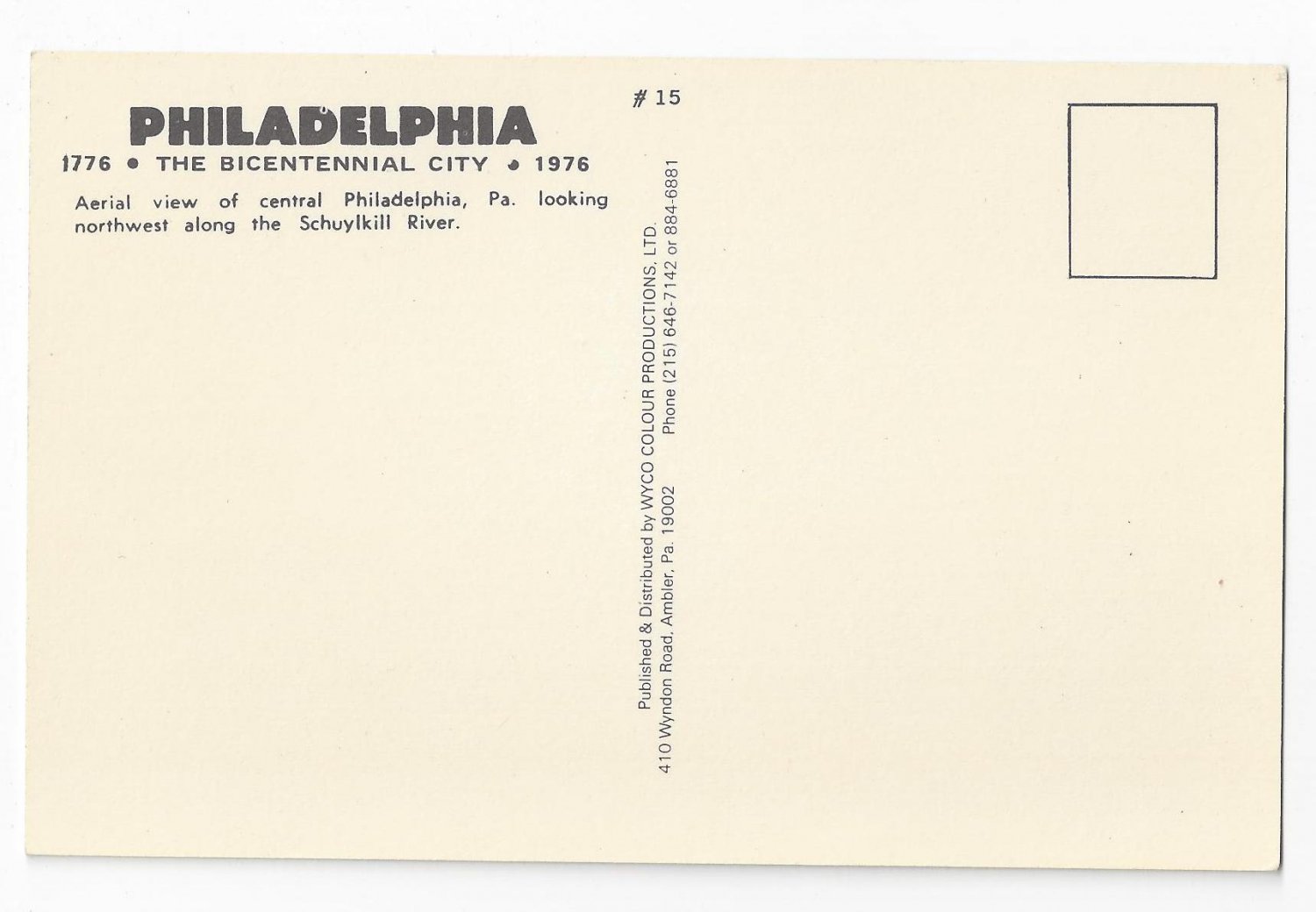 Philadelphia PA 1976 Aerial View Bicentennial Vintage Postcard